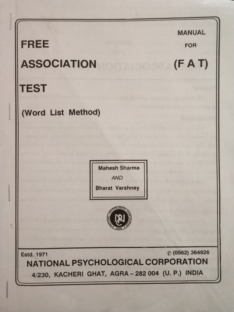 Free Association Test | PDF