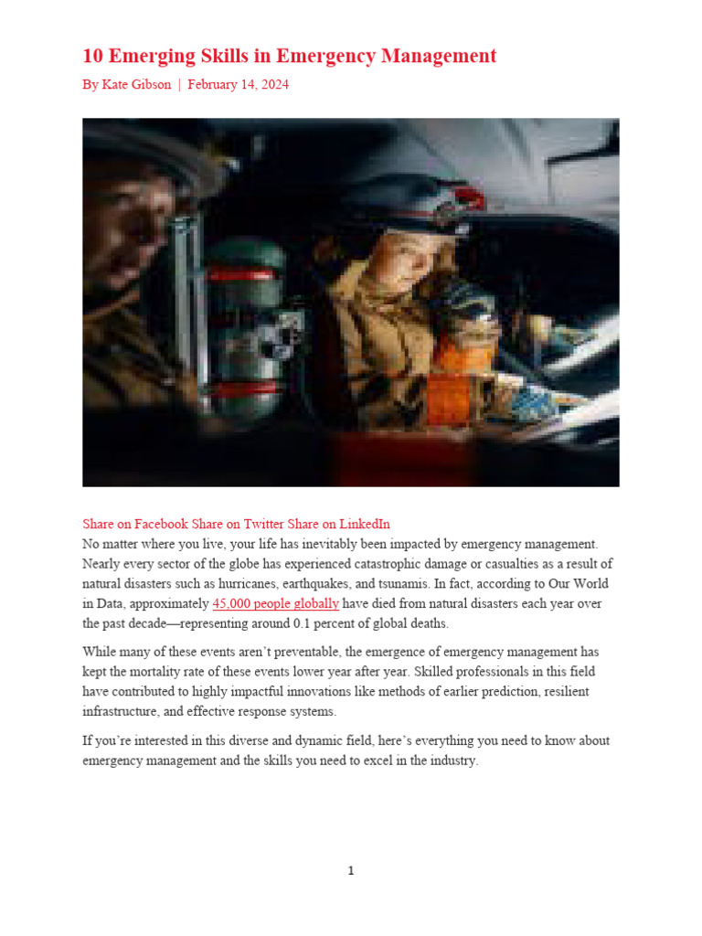 10 Emerging Skills in Emergency Management | PDF | Emergency Management ...