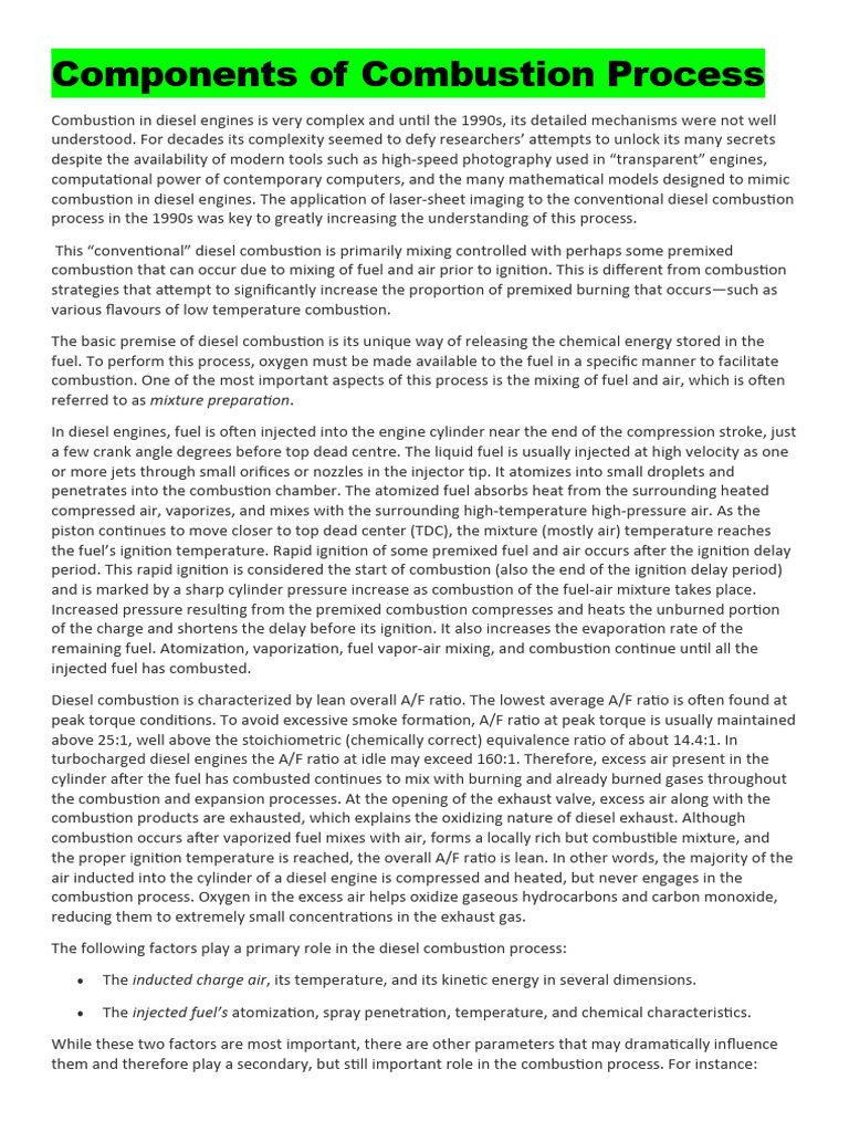 Components of Combustion Process | PDF | Combustion | Diesel Engine