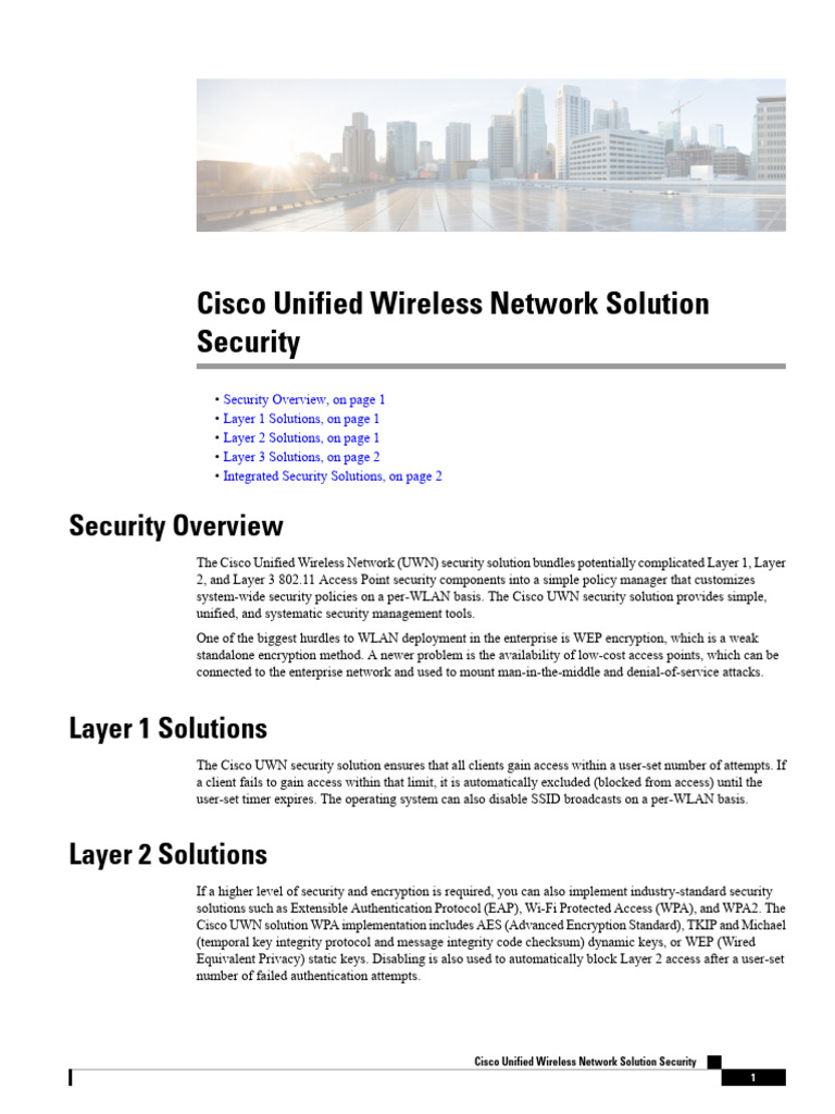 M Cisco Unified Wireless Network Solution Security | PDF | Wireless Lan ...