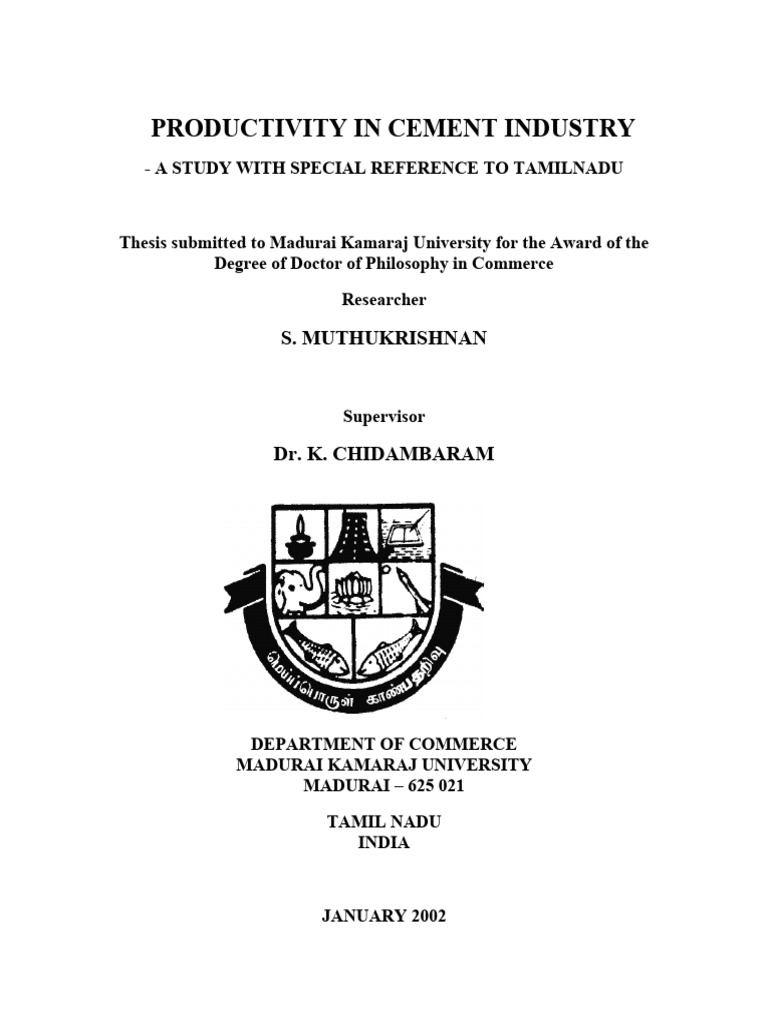 Productivity in Cement Industry | PDF | Economic Growth | Tamil Nadu