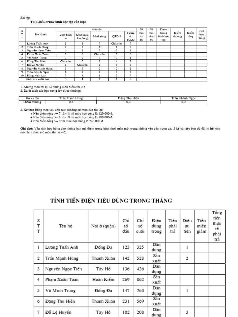 Bài tập giao SV | PDF