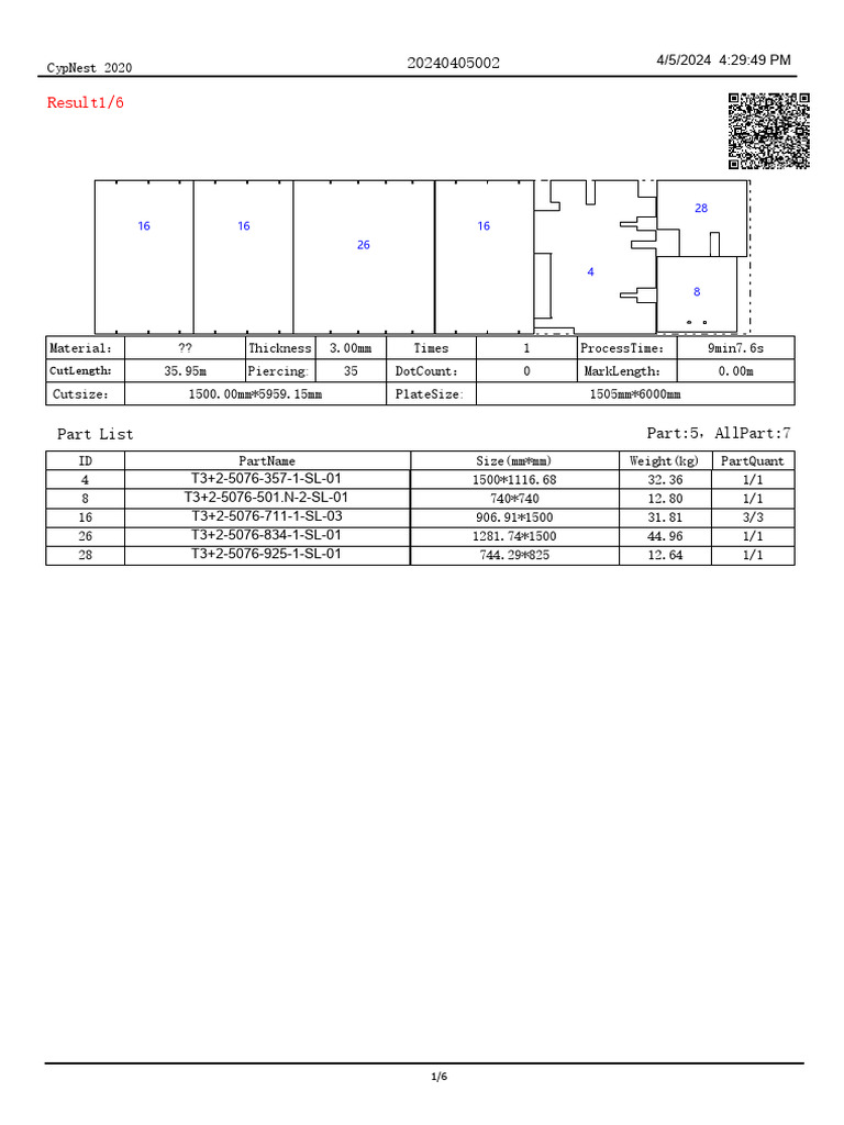 Cutting Plan Thép tấm 3+2 -PO 24855076 | PDF