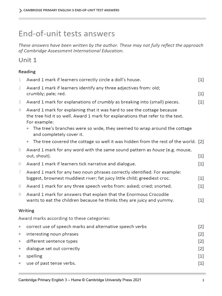 Pri Eng 2ed Tr3 End of Unit Answers | PDF | English Language | Verb
