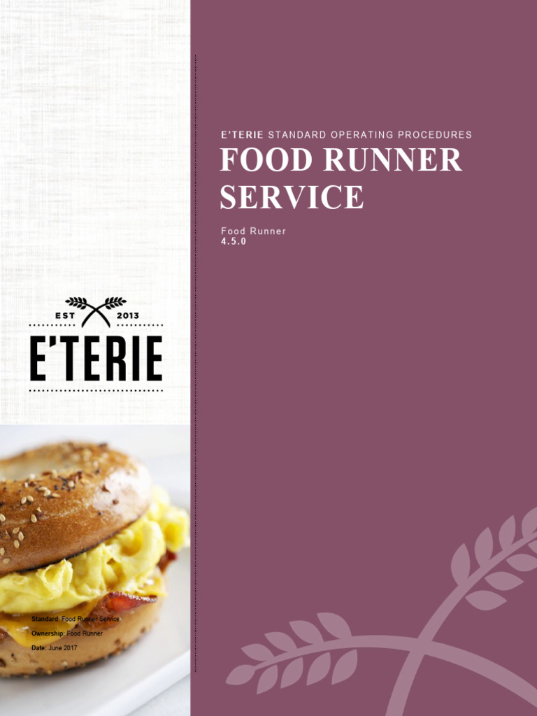 Food-Runner-Service Eterie SOP | PDF | Cuisine | Foods