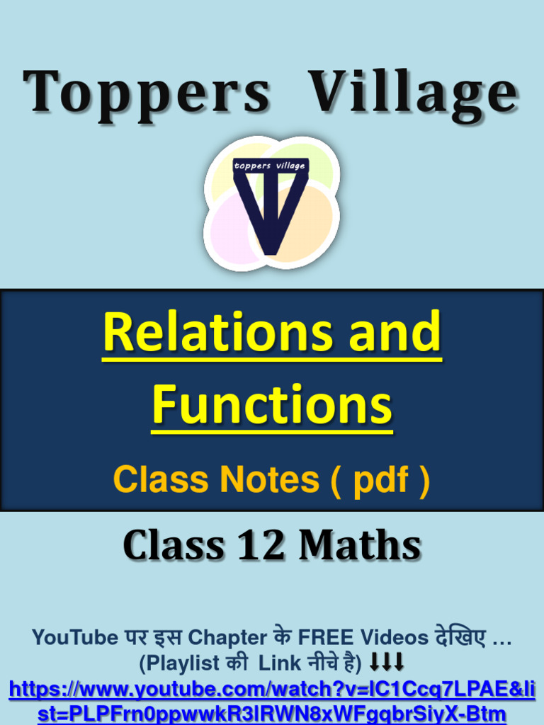 Class Notes PDF Chapter 1 Relations and Functions Class 12 Maths ...