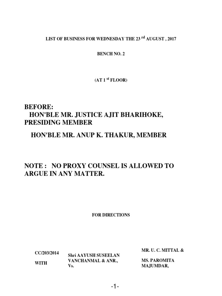 Causelist22017-08-23 NCDRC | PDF