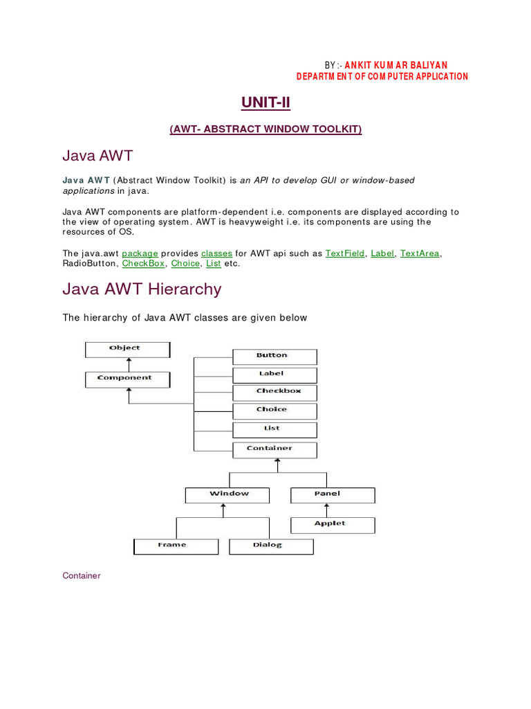 Bca-501 Unit-Ii - Java Awt | PDF | Systems Architecture | Software Development