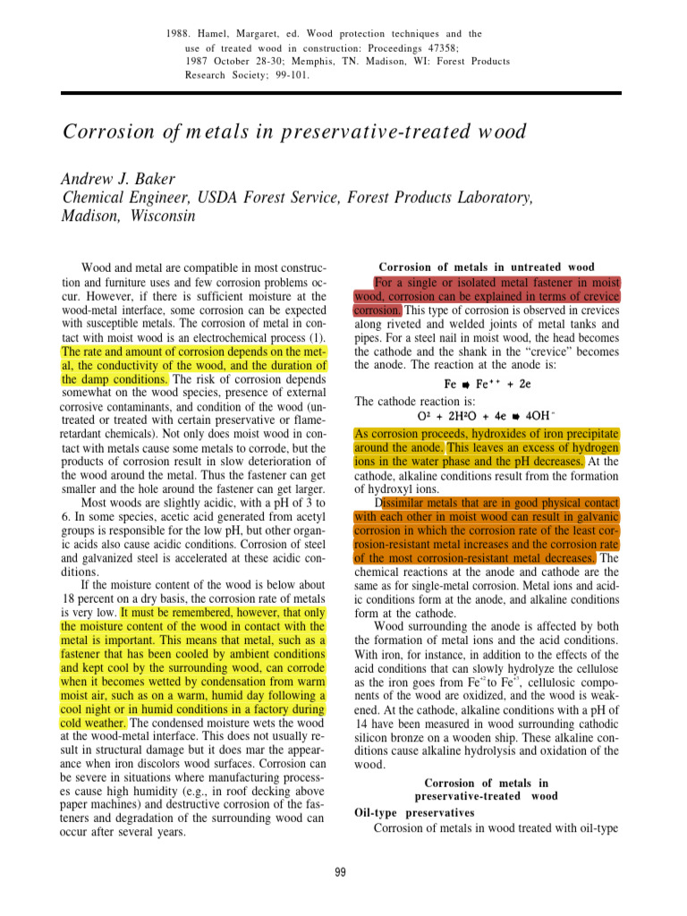 8 Corrosion of Metals in Preservative-Treated Wood | PDF | Corrosion ...
