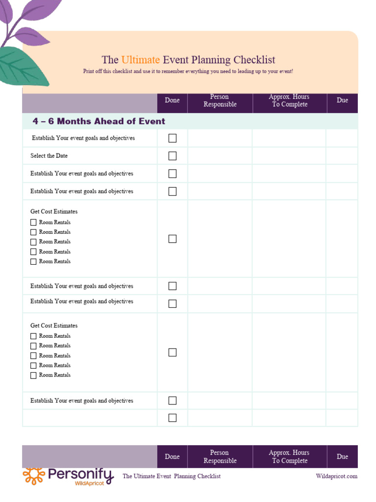 WildApricot Event Planning Checklist WORD PDF | PDF | Facebook | Cyberspace