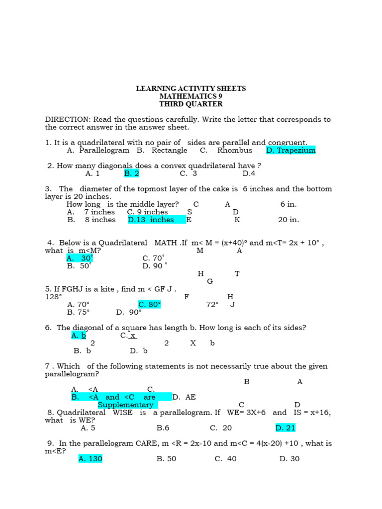 MATH 9 Highlighted | PDF | Classical Geometry | Euclidean Plane Geometry
