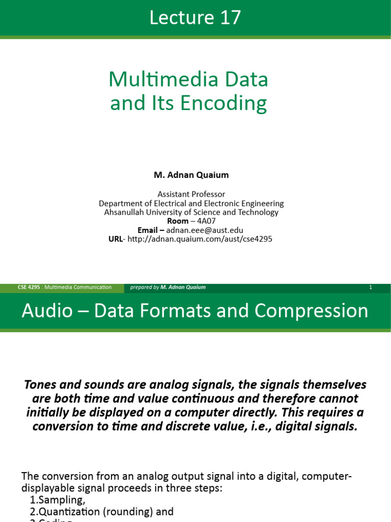 17 Multimedia Data and Its Encoding E | PDF | Data Compression | Mp3