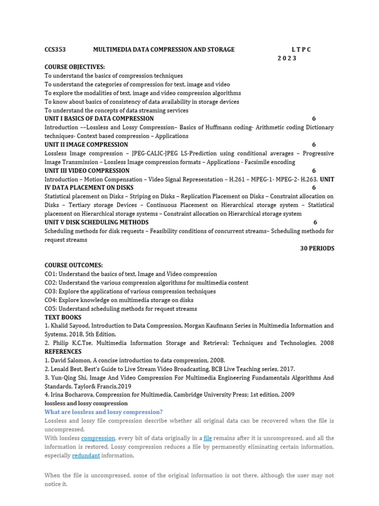 Lossless and Lossy Compression | PDF | Data Compression | Code