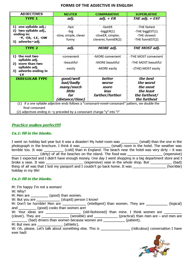 Adjective Forms - Comparative and Superlative Forms. Basic Learners Esl | PDF | Adjective | Syntax