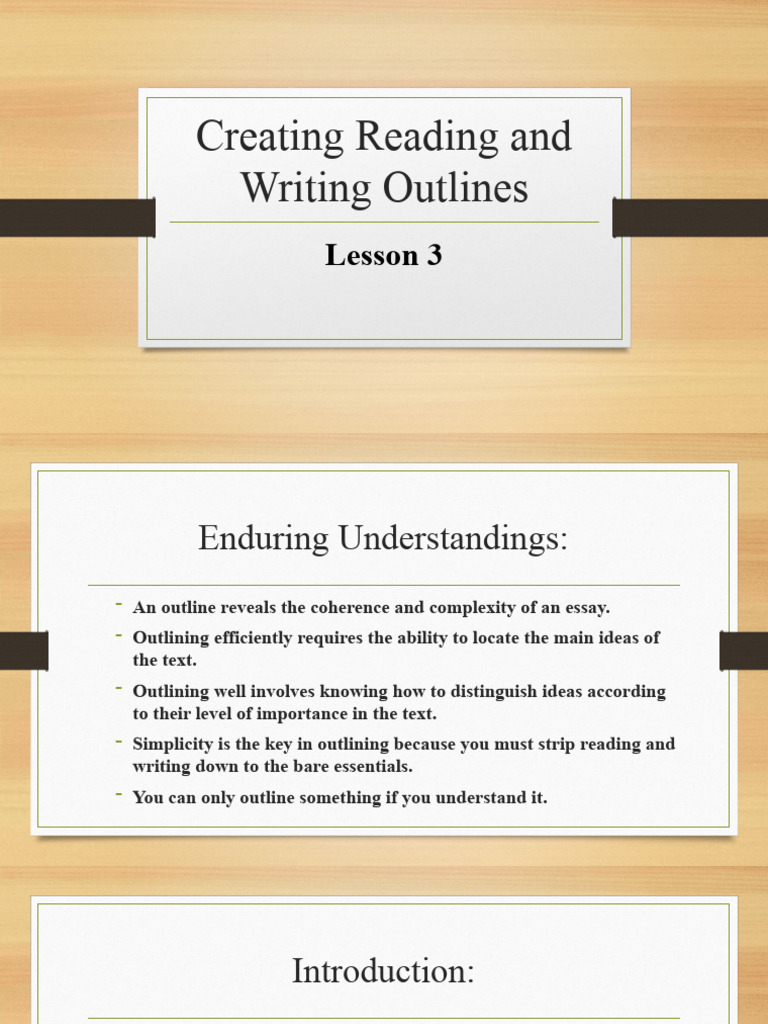 Creating Reading and Writing Outlines | PDF