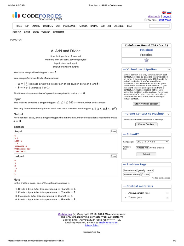 Problem - 1485A - Codeforces | PDF | Software Engineering | Computer Science