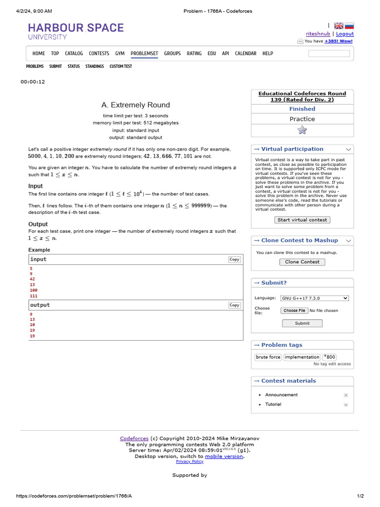 Problem 1766a Codeforces Pdf Computer Engineering Software