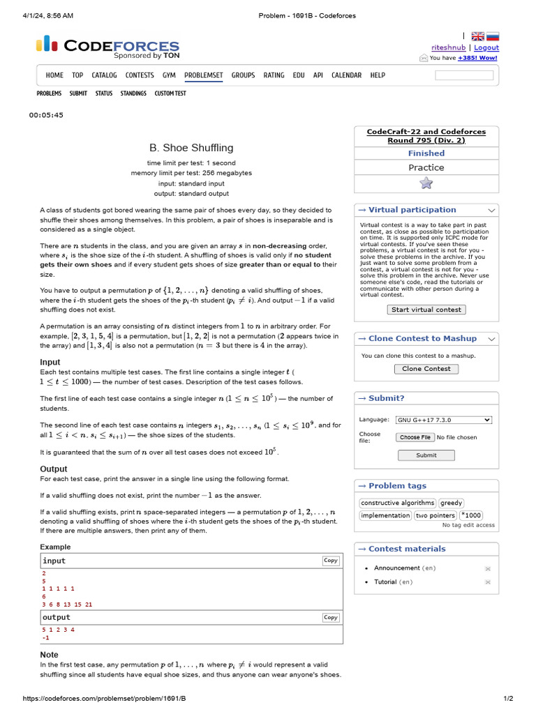 Problem - 1691B - Codeforces | PDF | Software Engineering | Computer Science