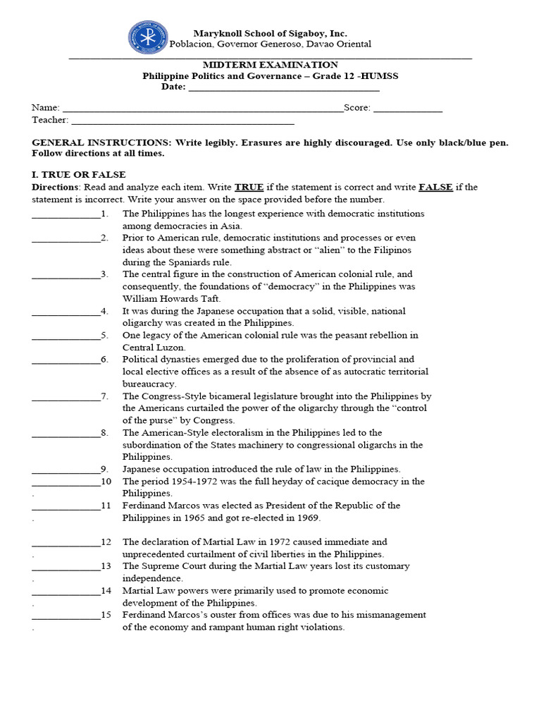 Pol - Gov Midterm | PDF | Philippines | Government