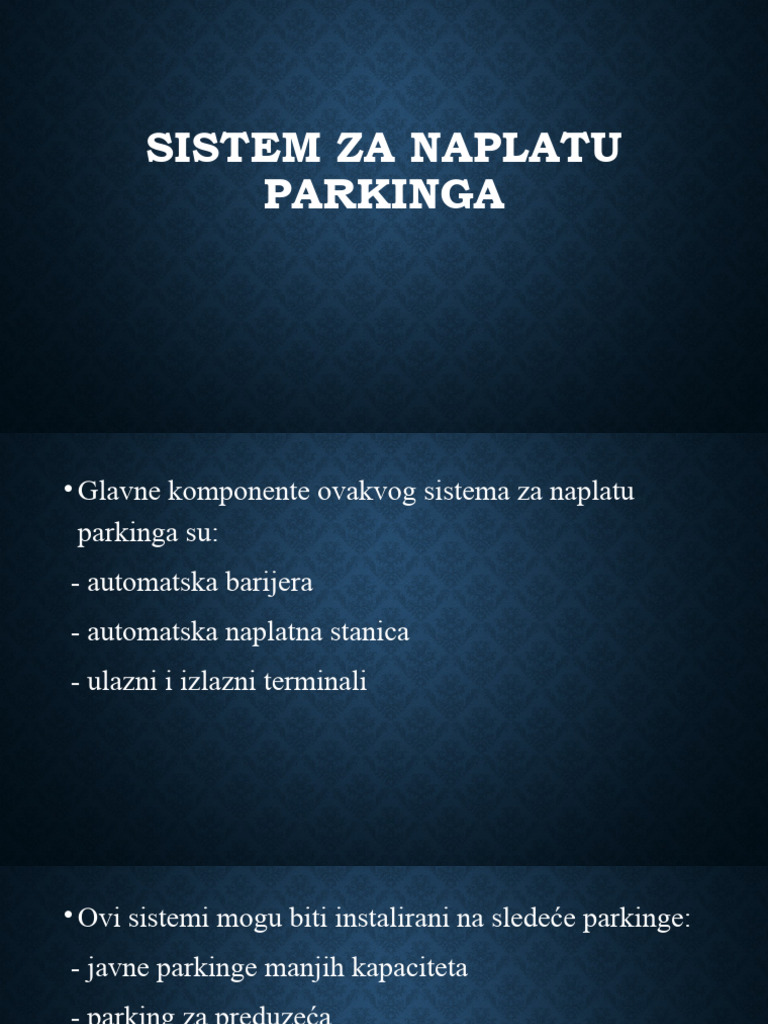 Sistem za naplatu parkinga | PDF