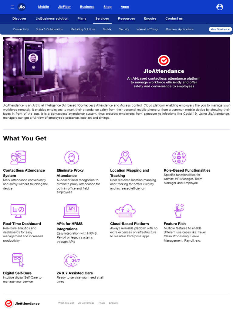 Employee Attendance Tracking System - JioBusiness | PDF | Mobile App | Cloud Computing