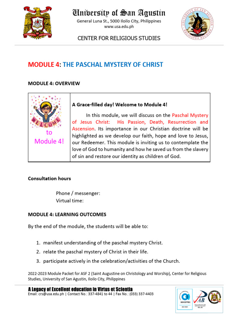Asf 2 Module 4 I The Paschal Mystery of Christ | PDF | Resurrection Of ...