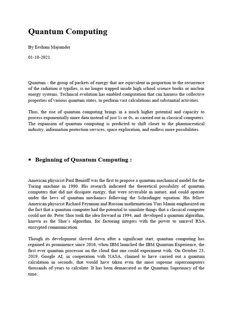 Quantum Computing | Download Free PDF | Quantum Computing | Quantum Mechanics