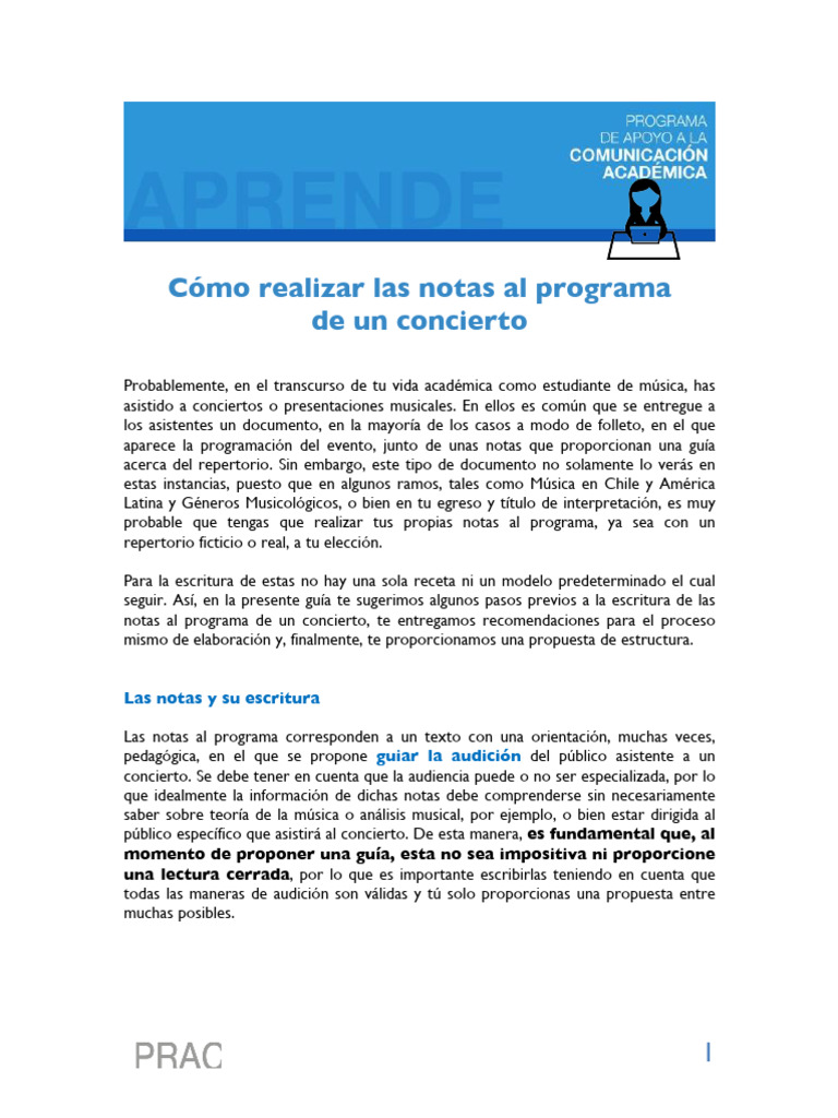 Como realizar las notas de un programa de mano | PDF | Canciones | Federico Chopin