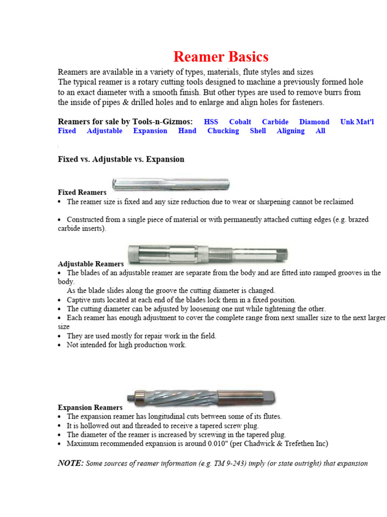Reamer Basics | Download Free PDF | Secondary Sector Of The Economy ...