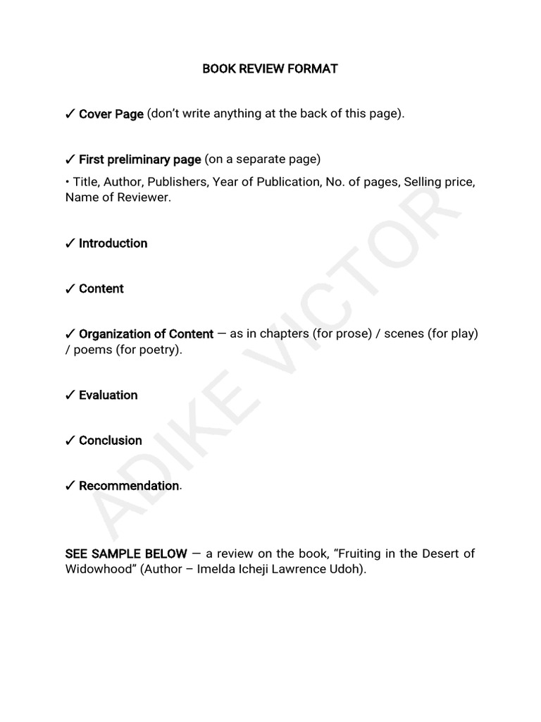 Book Review 11.0 by ADIKE VICTOR | PDF