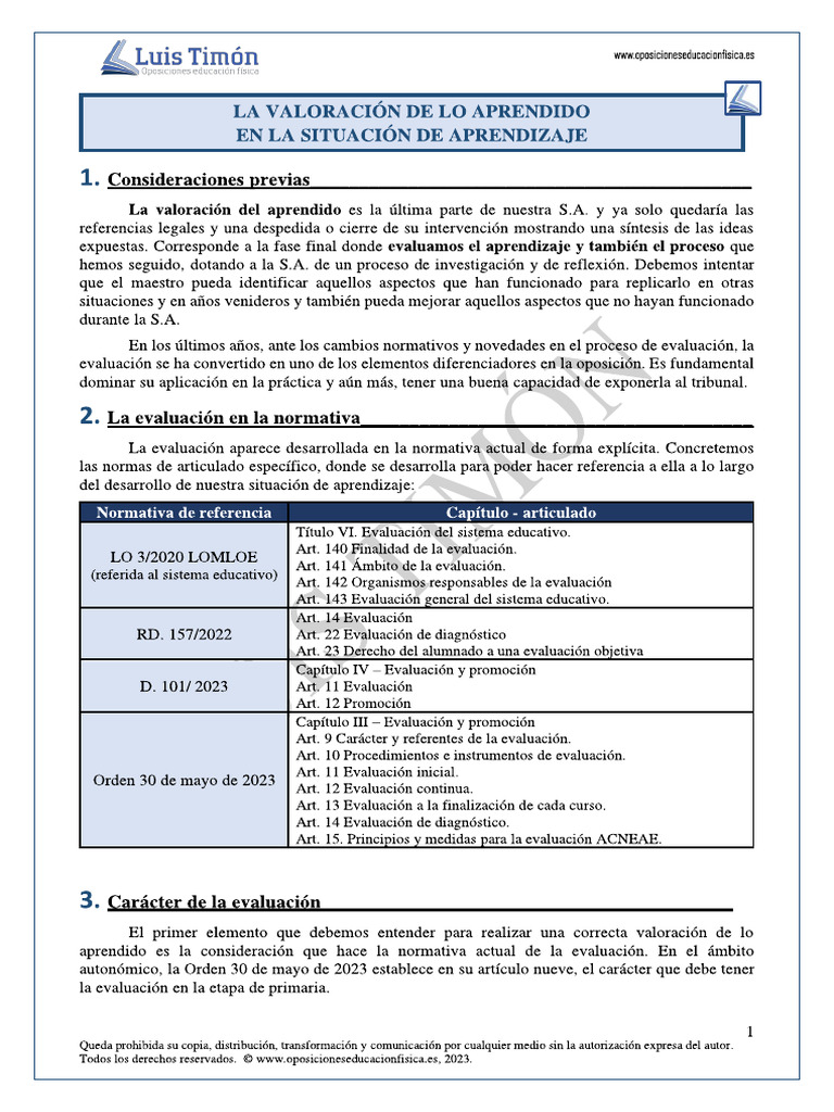 La Valoración de Lo Aprendido en EF | PDF
