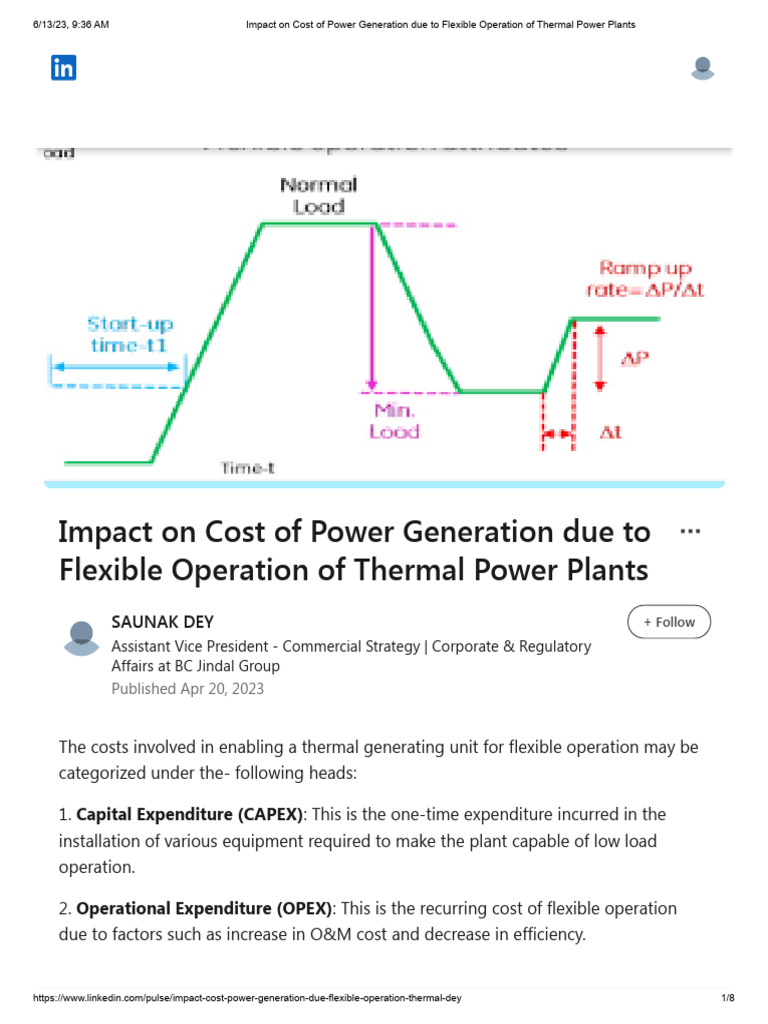 Impact On Cost of Power Generation Due To Flexible Operation of Thermal ...