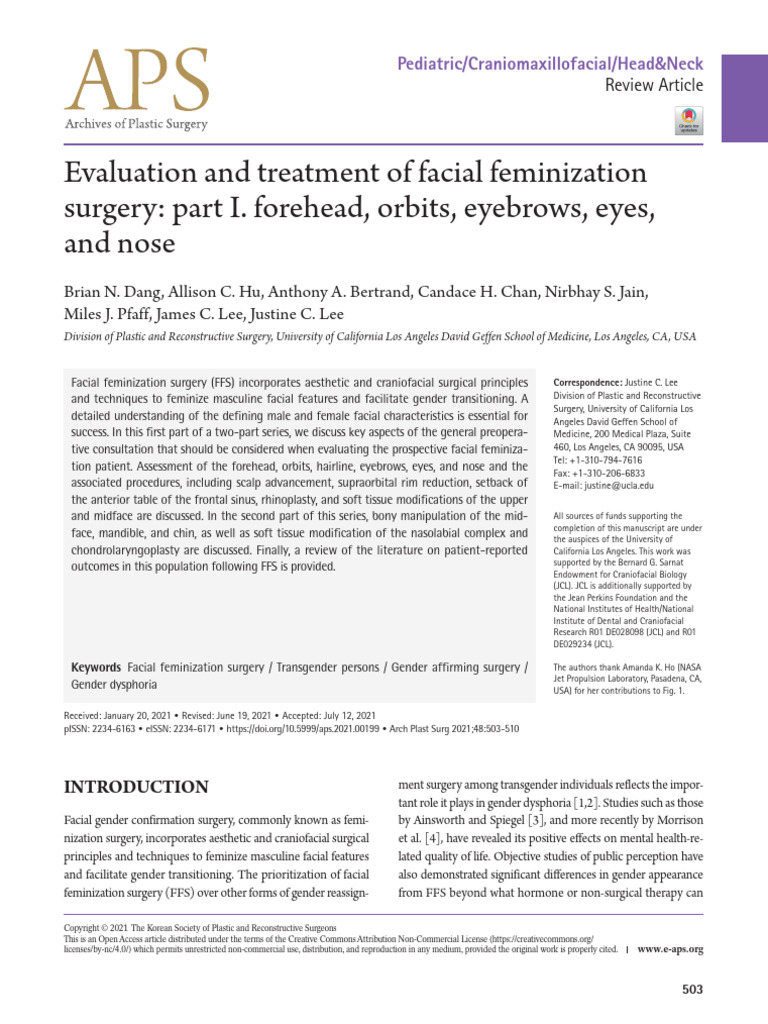 Dang - Arch Plast Surg21 - Evaluation and Treatment of Facial ...