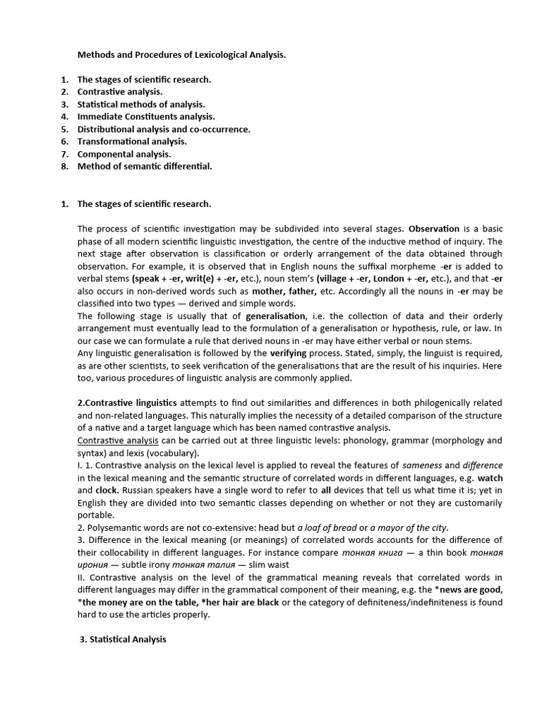 Methods and Procedures of Lexicological Analysis | PDF | Semantics | Word