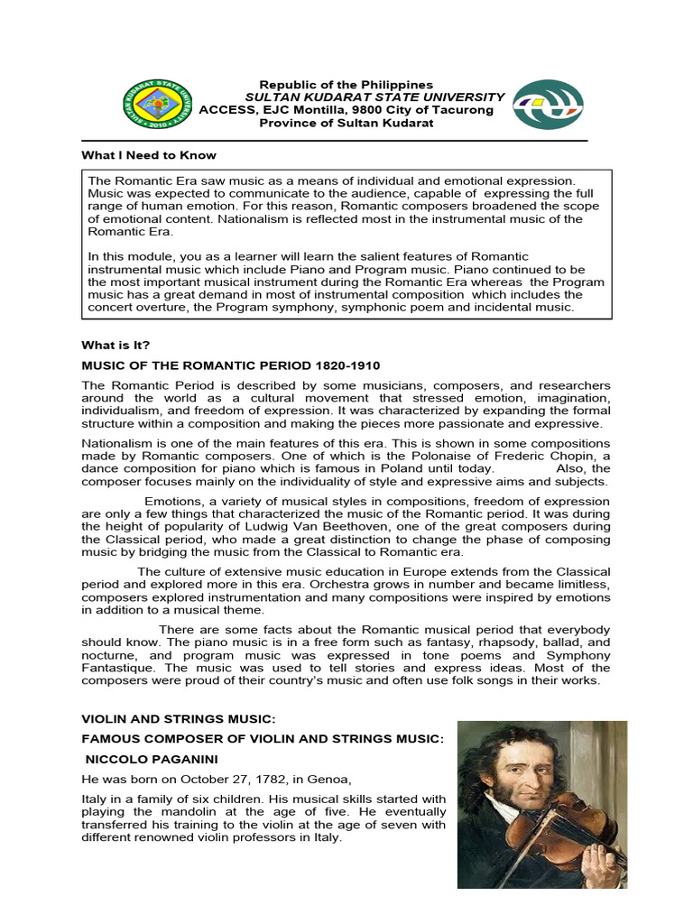 Music of The Romantic Period | PDF | Frédéric Chopin | Robert Schumann