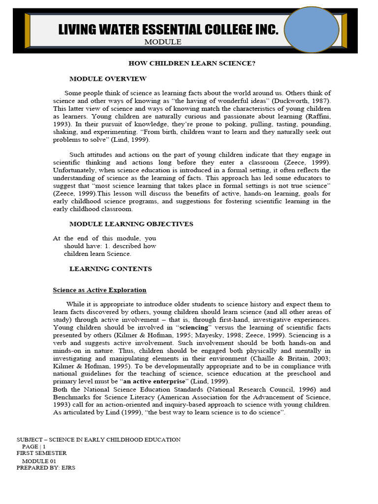 Science in Ece Module 05 | PDF | Science | Constructivism (Philosophy ...