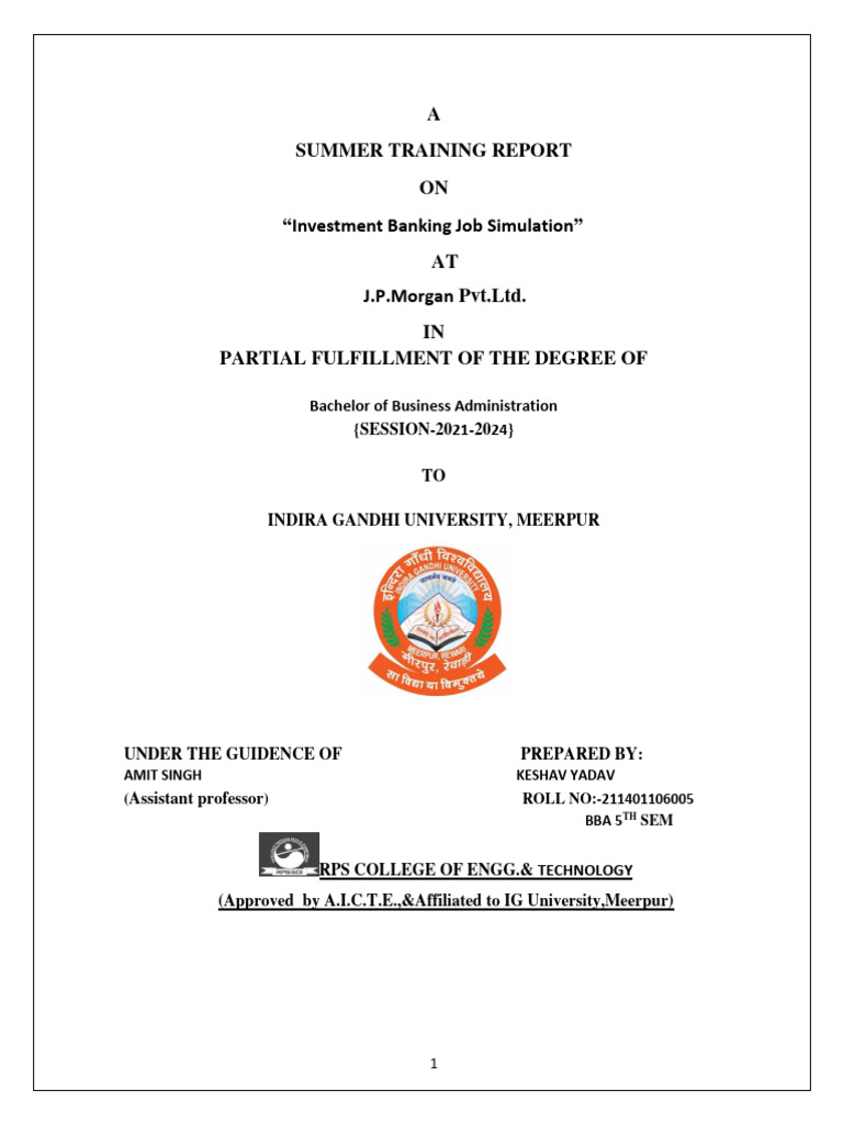 Project Report Keshav Yadav | PDF | Securities (Finance) | Investment Banking