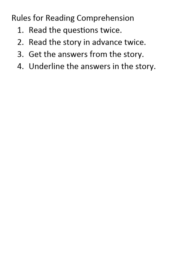 Reading Comprehension Rules | PDF