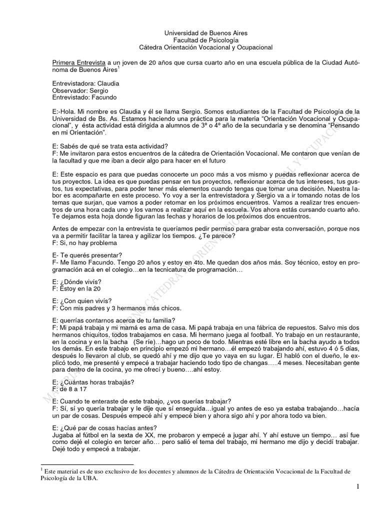 Entrevista A Facundo | PDF