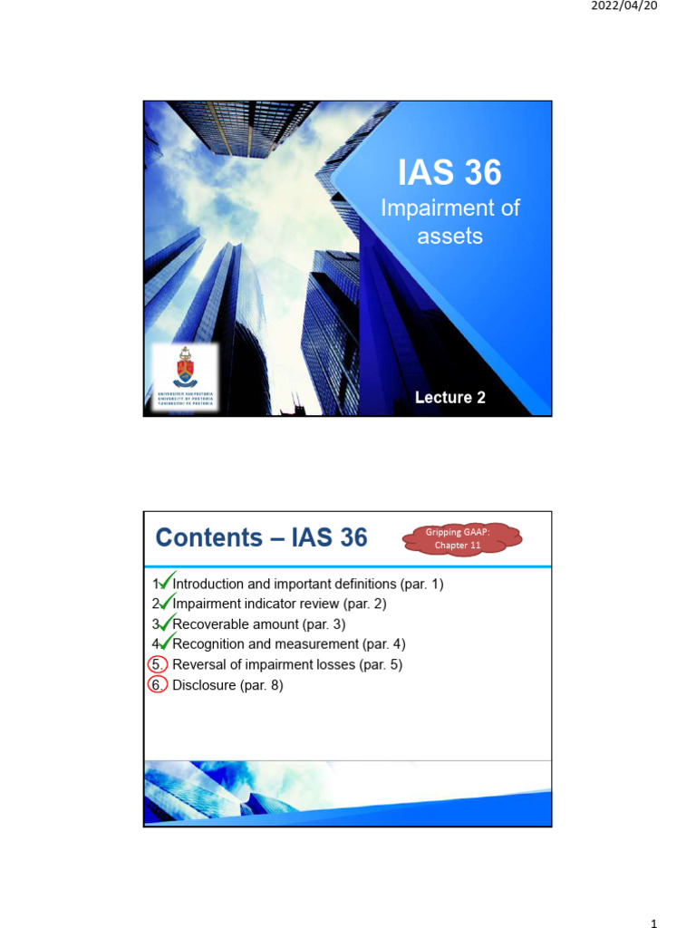 2a IAS 36 Impairment of Assets Class Slides 2022 - Lecture 2 (Colour ... 2a IAS 36 Impairment of Assets Class Slides 2022 - Lecture 2 (Colour ...