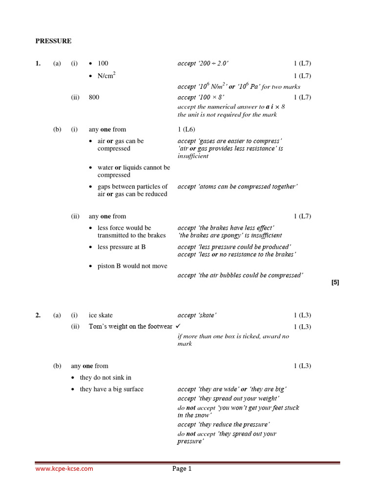 Form 1 - 4. Pressure A | PDF | Force | Quantity
