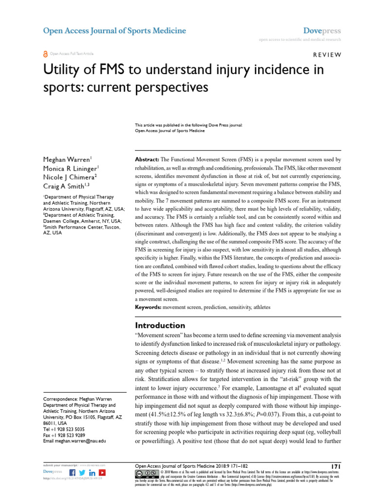 Utilidad de FMS para Entender La Incidencia de Lesiones en Deportes ...