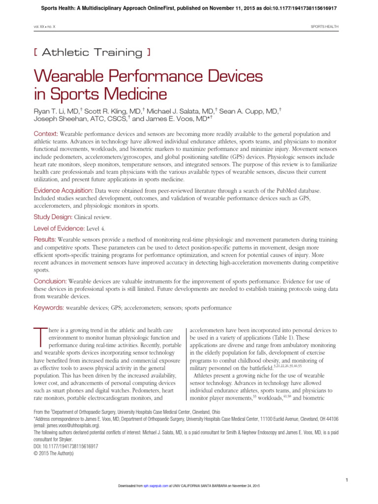 2015 Dispositivos Portátiles de Rendimiento en Medicina Deportiva. | PDF | Wearable Technology ...