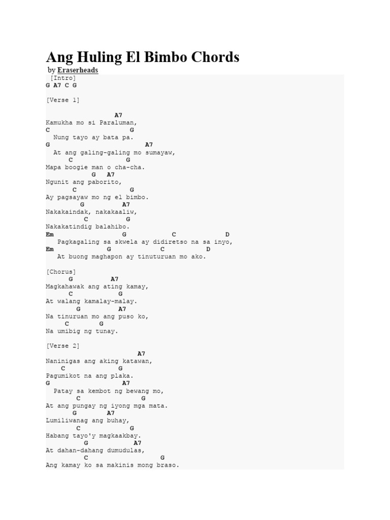 Ang Huling El Bimbo Chords | PDF