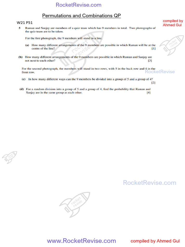 Permutations And Combinations Qp Pdf
