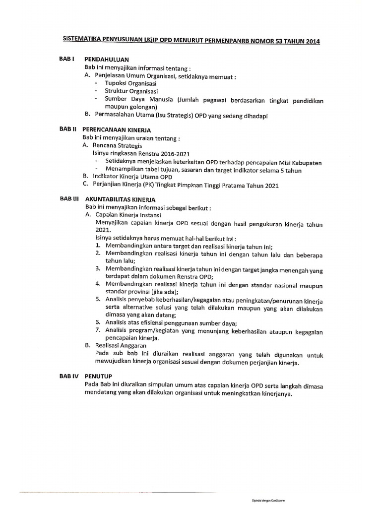 Sistematika Penyusunan LKjIP | PDF