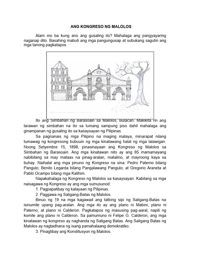 Ang Kongreso NG Malolos | PDF