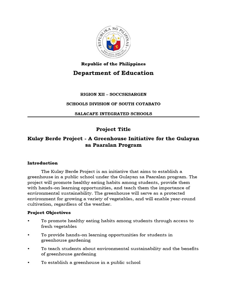 pROJECT PROPOSAL GPP | PDF | Greenhouse | Vegetables