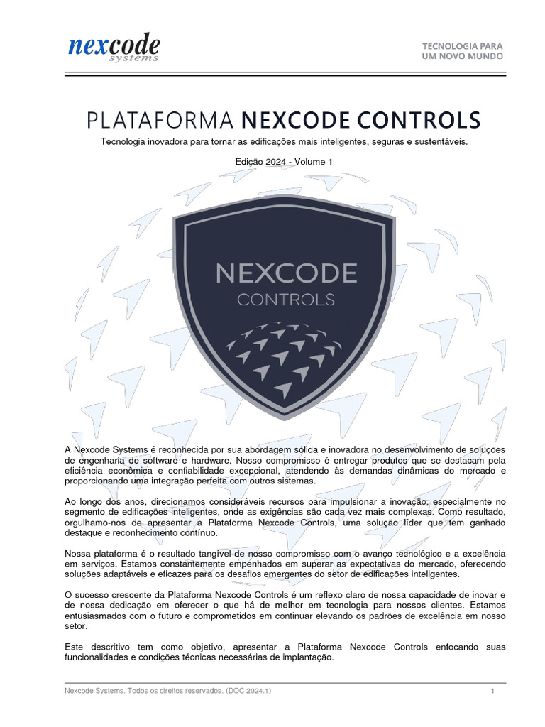 Descritivo Técnico Nexcode Controls 2024 | PDF | Rede de computadores | Microsoft SQL Server