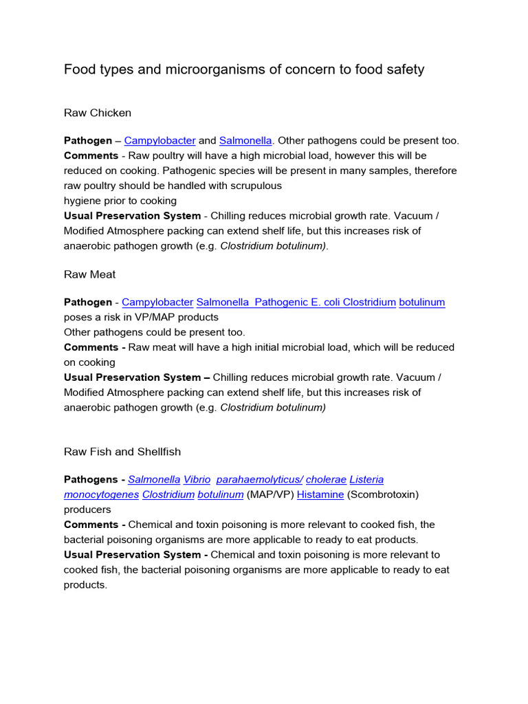 Food Safety: Microorganisms by Food Type | PDF | Foodborne Illness ...